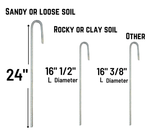 J HOOK Rebar 10 Pack: Choose size based on soil type. | Dirt Locker ...